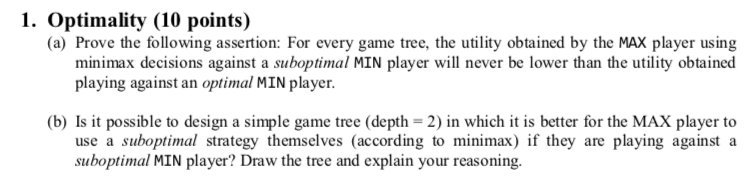Solved 1. Optimality (10 points) (a) Prove the following | Chegg.com