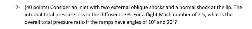 Solved (40 points) Consider an inlet with two external | Chegg.com