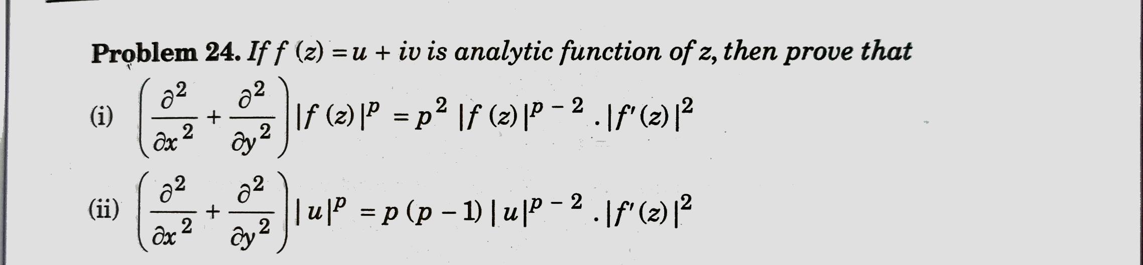 Solved Problem 24. If f (z) = u + iv is analytic function of | Chegg.com