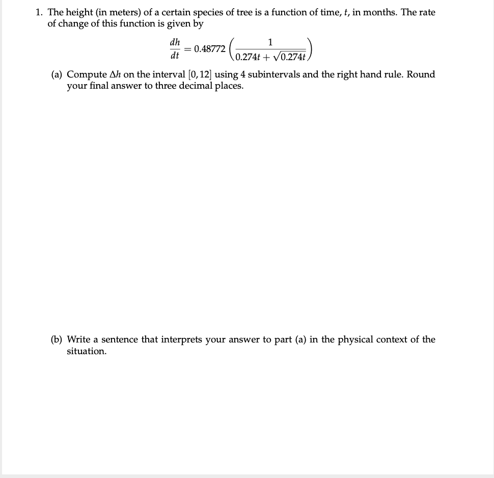 Solved 1. The height (in meters) of a certain species of | Chegg.com