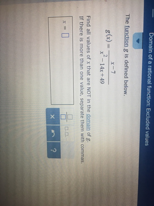 Solved Domain of a rational function: Excluded values The | Chegg.com