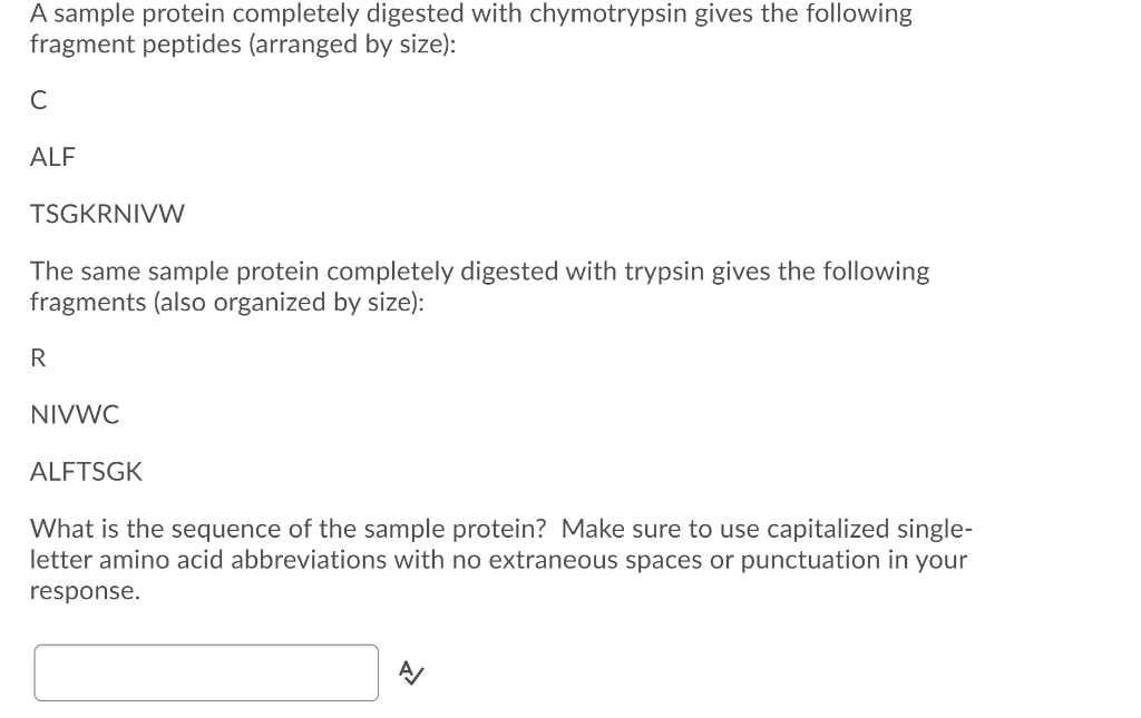 Solved A sample protein completely digested with | Chegg.com