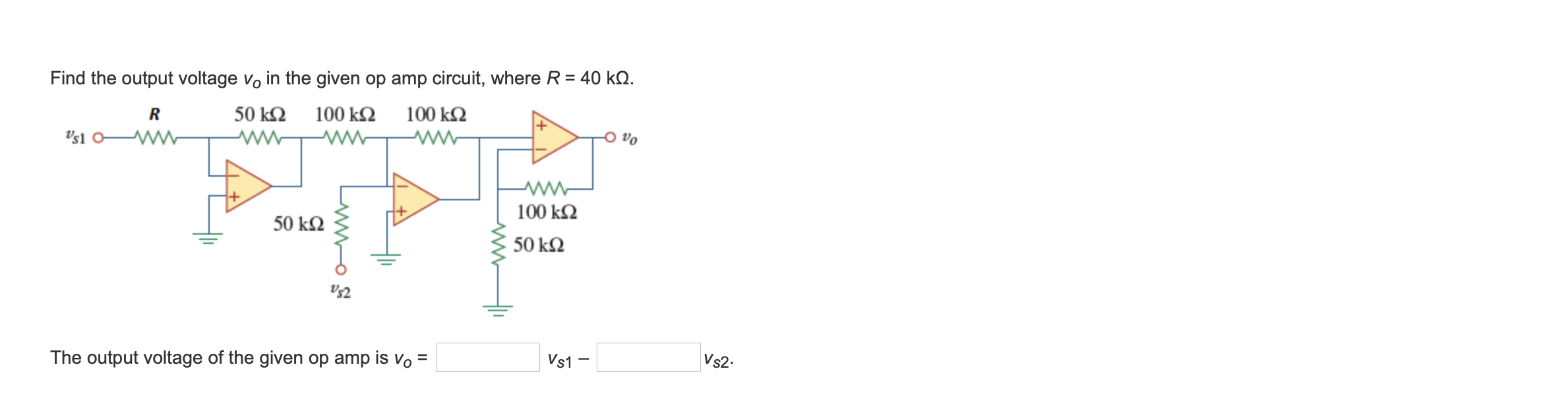 Solved Find the output voltage V, in the given op amp | Chegg.com