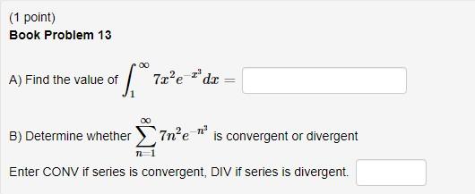 Solved (1 point) Book Problem 13 A) Find the value of | Chegg.com