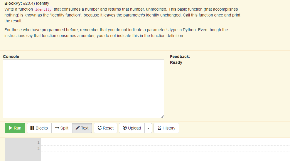 Solved Blockpy 204 Identity Write A Function Identity 