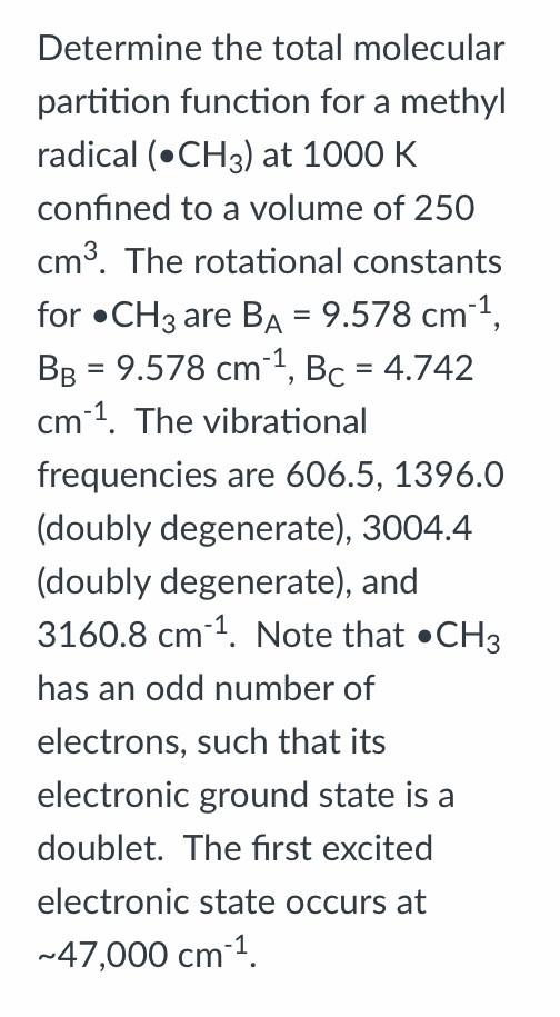 Solved Determine the total molecular partition function for | Chegg.com