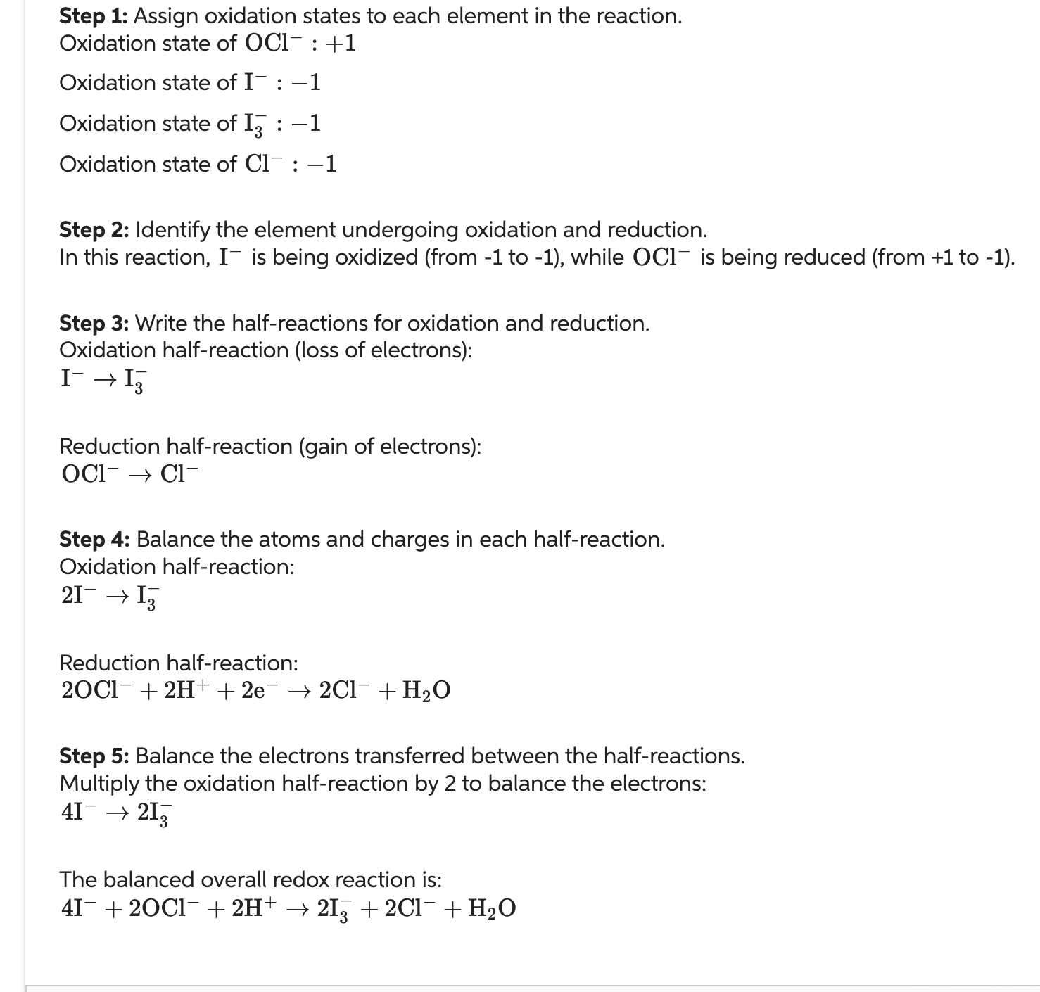 Solved (b) To balance the second redox reaction: Step 1: | Chegg.com