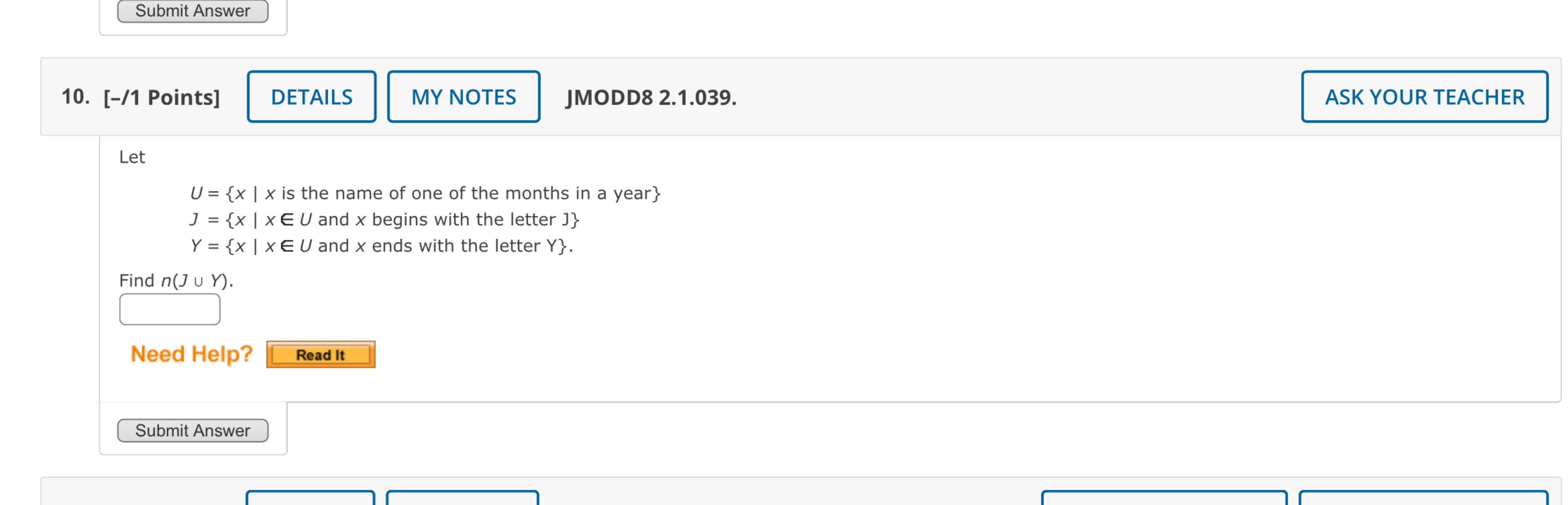 Solved [-/1 ﻿Points]JMODD8 2.1.039.Let ﻿is the name of one | Chegg.com