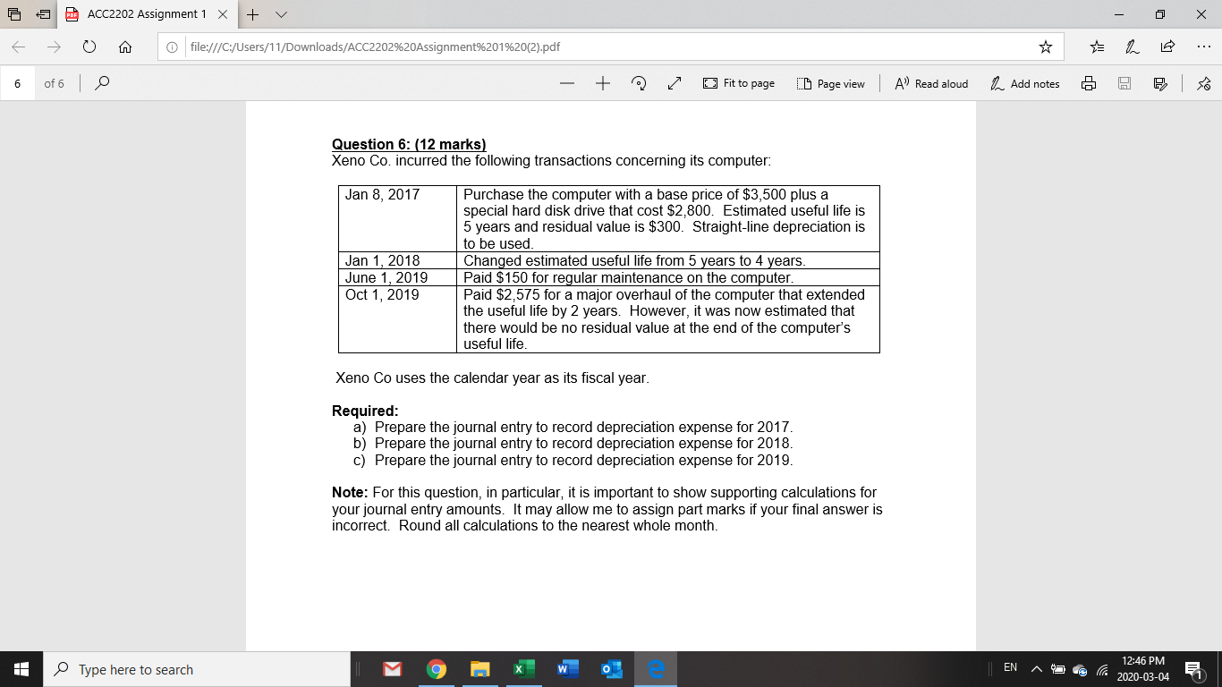 Solved 6 - 0 x 5 ACC2202 Assignment 1 x + V