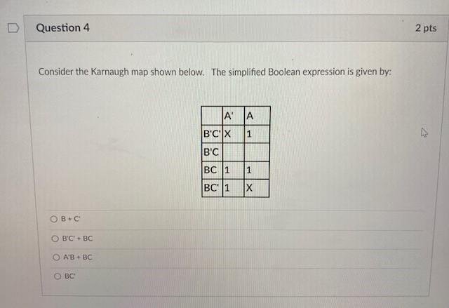 Solved Consider the Karnaugh map shown below. The simplified | Chegg.com
