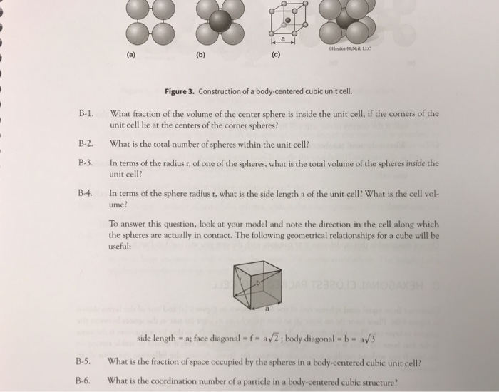 Solved Figure 3. Construction of a body-centered cubic unit | Chegg.com