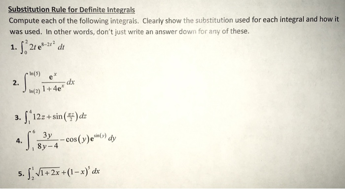 Solved Substitution Rule for Definite Integrals Compute each | Chegg.com