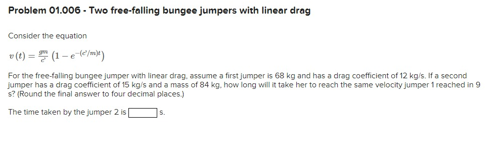 Solved Problem 01.006 - Two free-falling bungee jumpers with | Chegg.com
