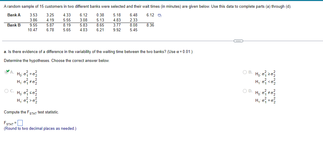 Compute The Fstat Test Statistic Fstat Round