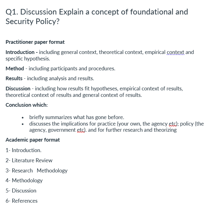 Solved Q1. ﻿Discussion Explain a concept of foundational | Chegg.com