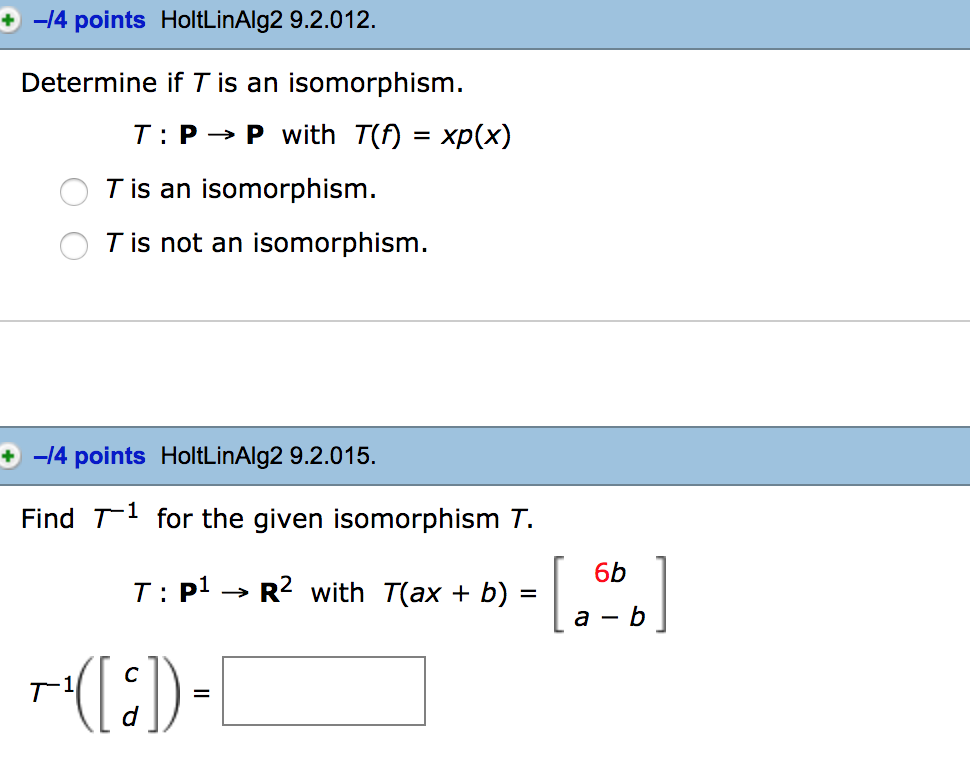 Solved + -14 points HolthinAlg2 9.2.012. Determine if I is | Chegg.com