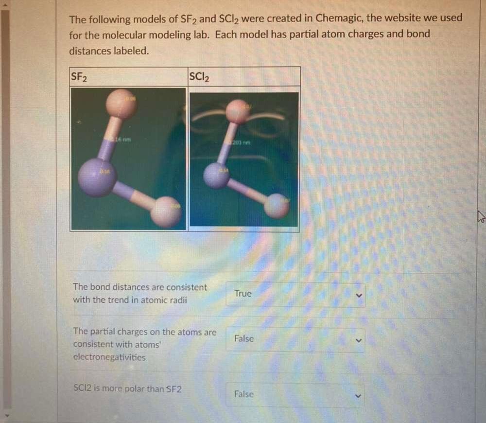 Solved The following models of SF2 and SCl2 were created in | Chegg.com