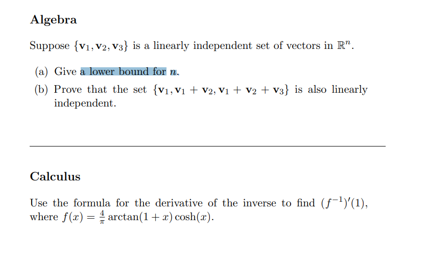 Solved Algebra Suppose {V1, V2, V3} is a linearly | Chegg.com