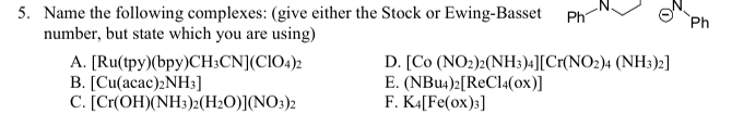 Solved Name the following complexes: (give ﻿either the Stock | Chegg.com