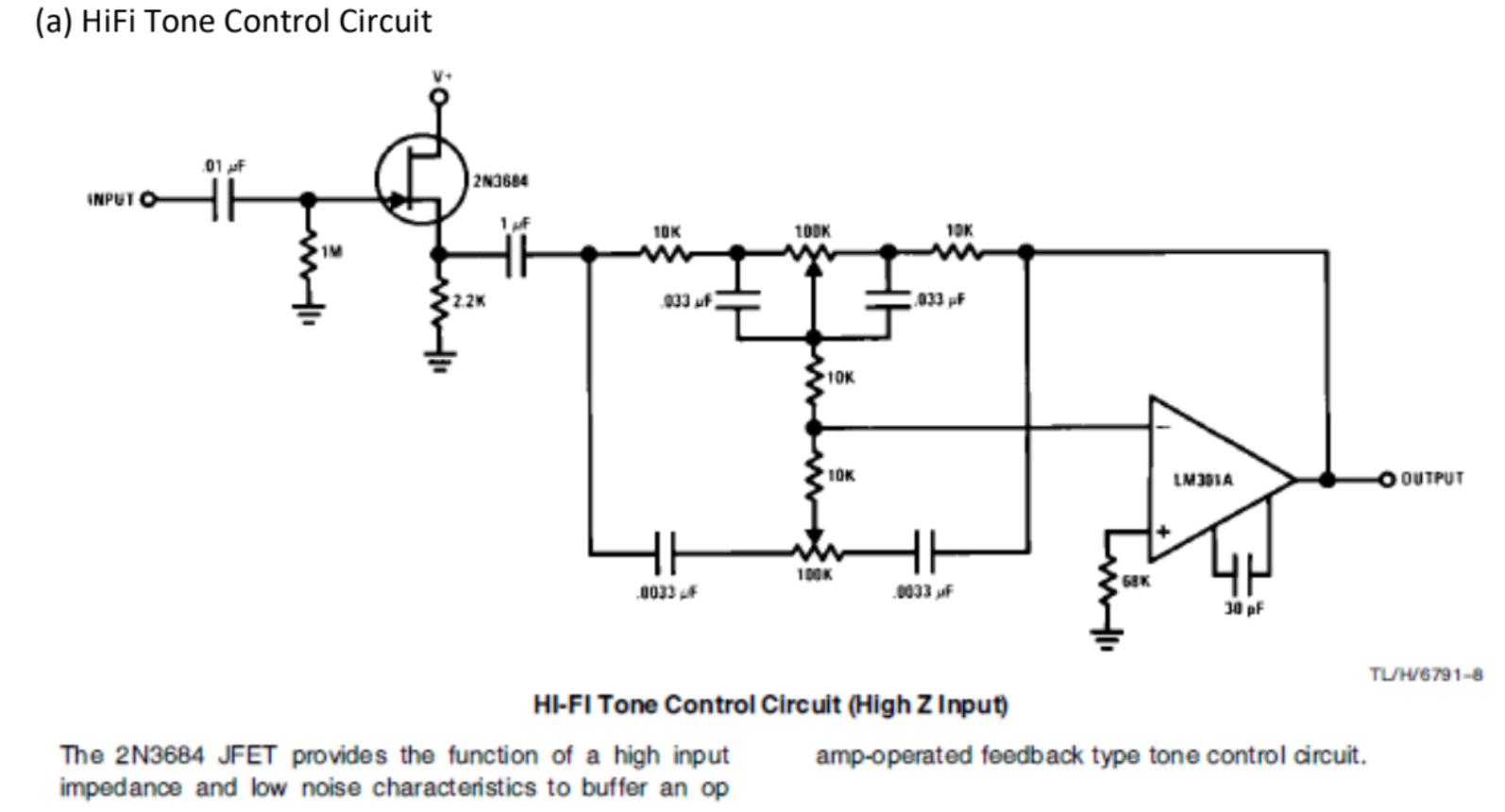 Solved (a) HiFi Tone Control Circuit 01 F 2N3684 INPUT 10K | Chegg.com