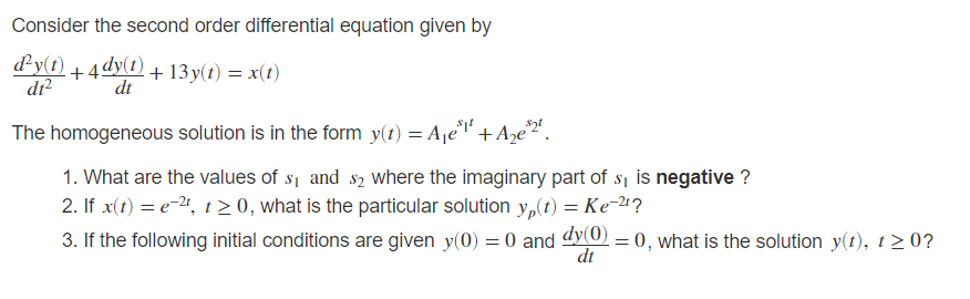 Solved Consider the second order differential equation given | Chegg.com