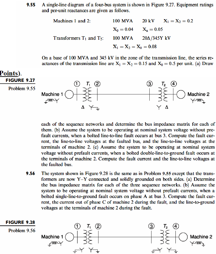 Solved 55 A single-line diagram of a four-bus system is | Chegg.com