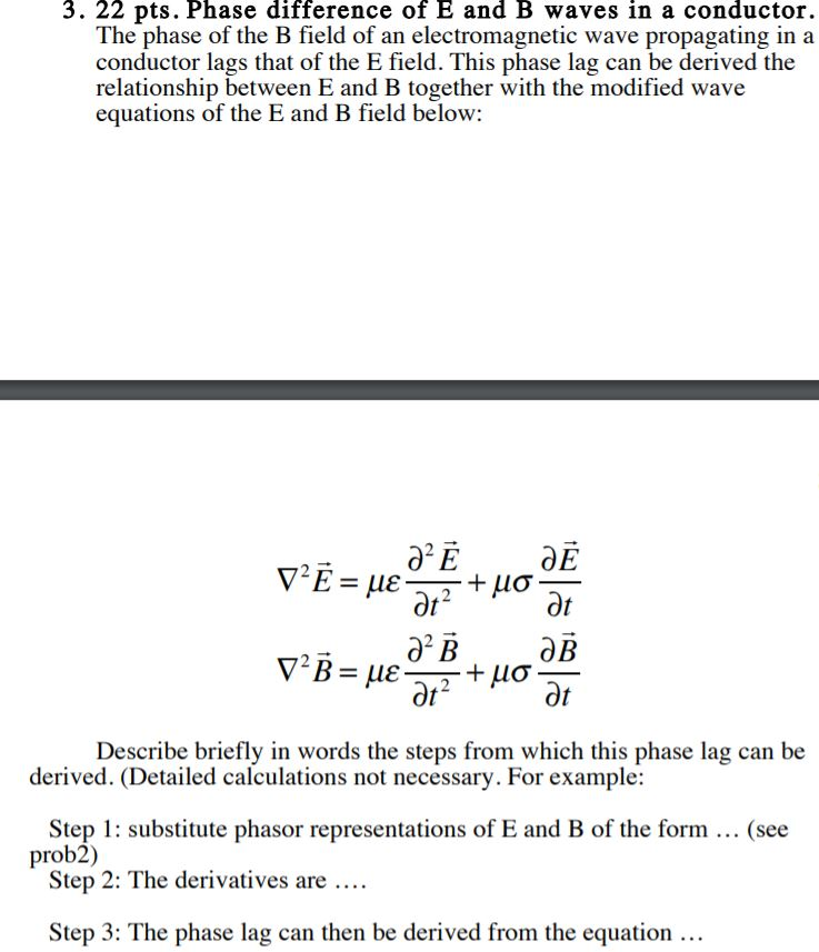 Solved 2 2. 22 pts. Representation of an EM wave. A plane EM | Chegg.com