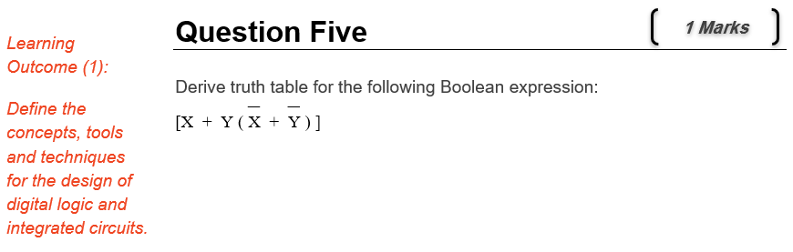 Solved Derive Truth Table For The Following Boolean