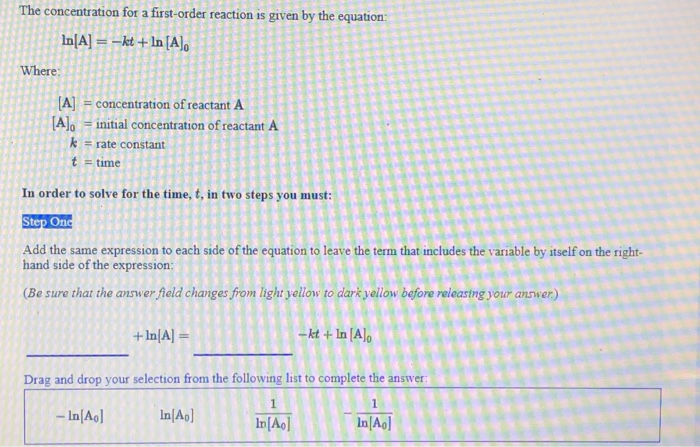 Solved The concentration for a first-order reaction is given | Chegg.com