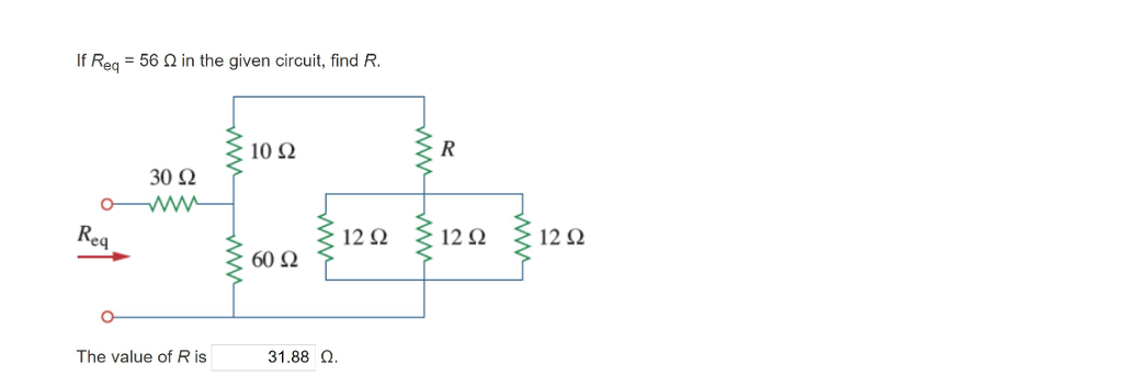 Solved If Req-56 Ω in the given circuit, find R. 10 Ω 30 Ω | Chegg.com