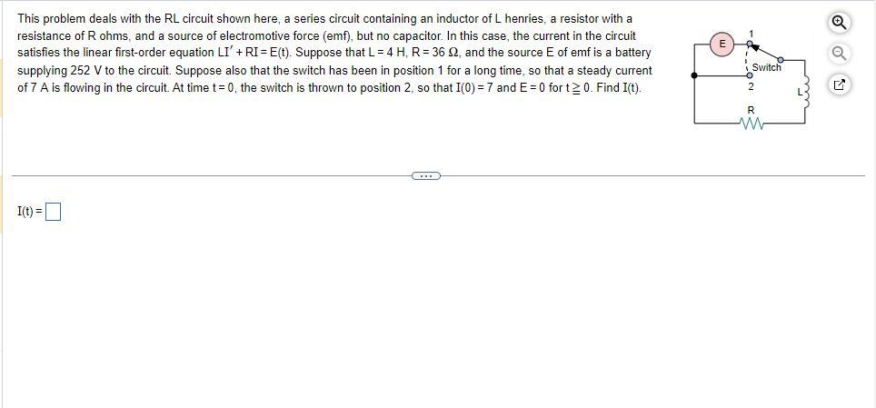 Solved This problem deals with the RL circuit shown here, a | Chegg.com