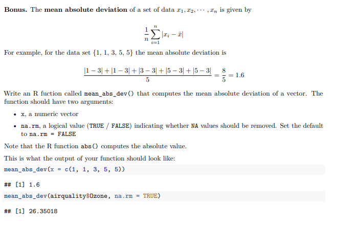 Solved Bonus. The mean absolute deviation of a set of data | Chegg.com