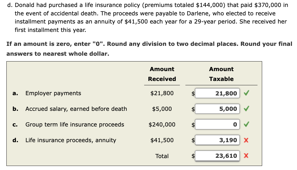 Solved d. Donald had purchased a life insurance policy | Chegg.com