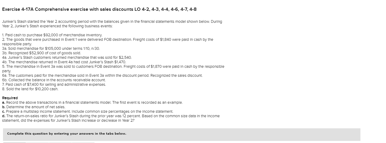 Solved Exercise 4-17A Comprehensive exercise with sales | Chegg.com