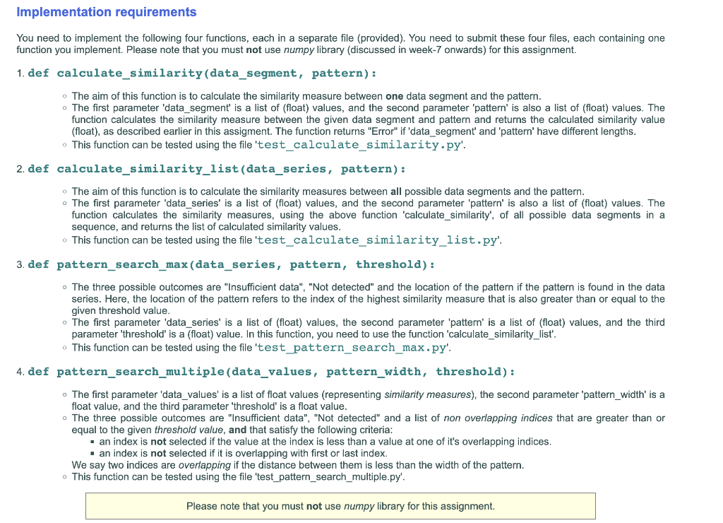 Solved Algorithm for locating a pattern in a data series The | Chegg.com