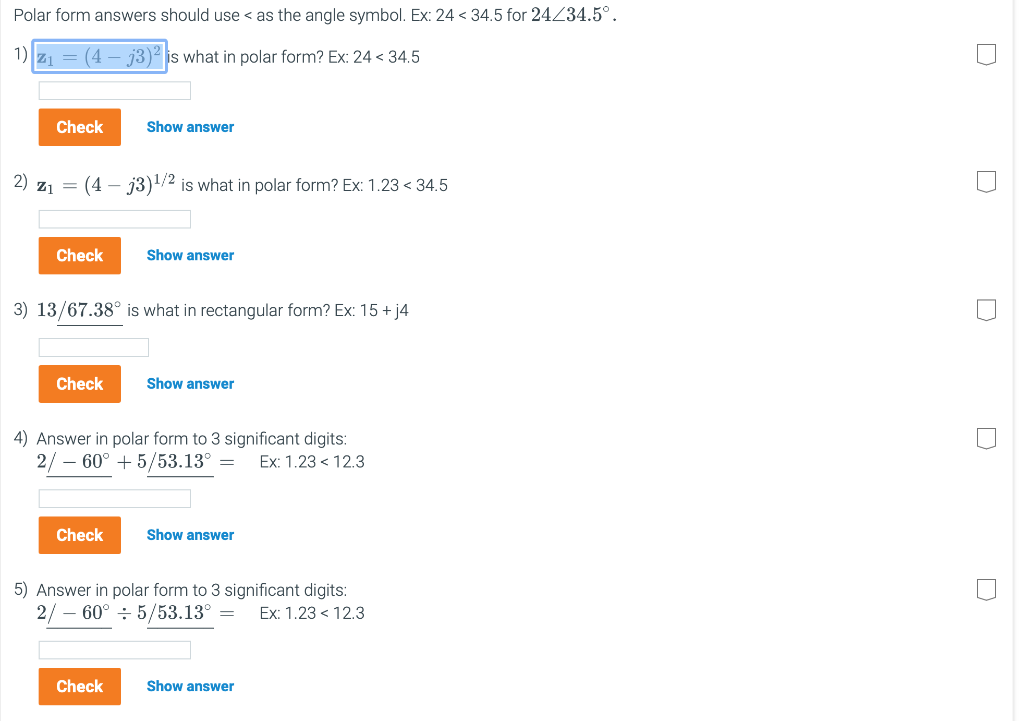 Solved Polar form answers should use