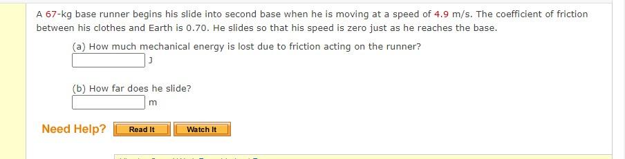Solved A 67−kg base runner begins his slide into second base | Chegg.com