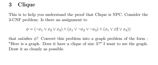 Solved 3 Clique This is to help you understand the proof | Chegg.com