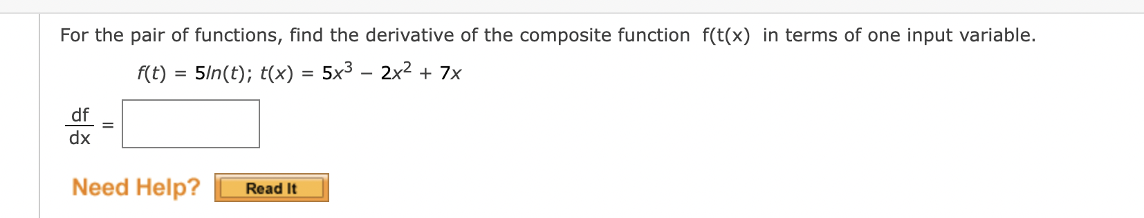 Solved For the pair of functions, find the derivative of the | Chegg.com