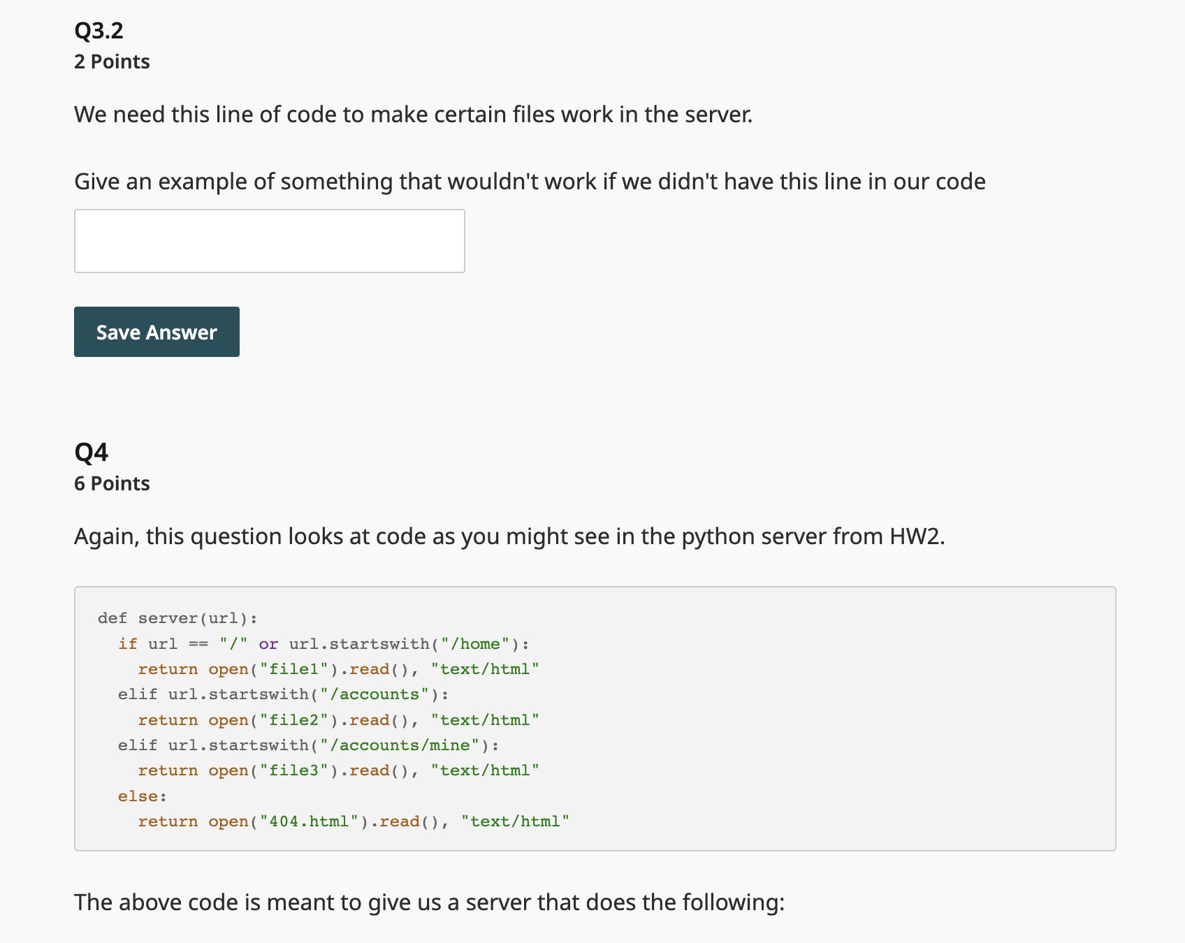 Solved Q3 4 Points This question asks about a core piece of | Chegg.com