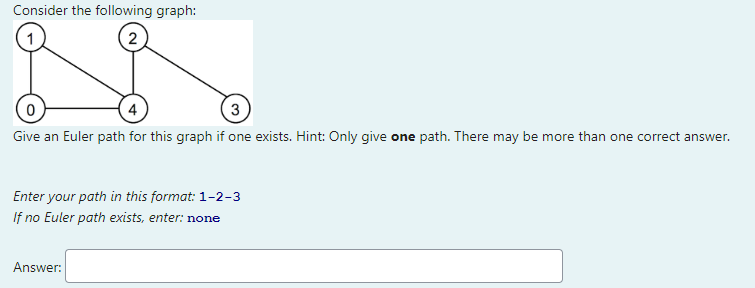 Solved Consider the following graph: Give an Euler path for | Chegg.com