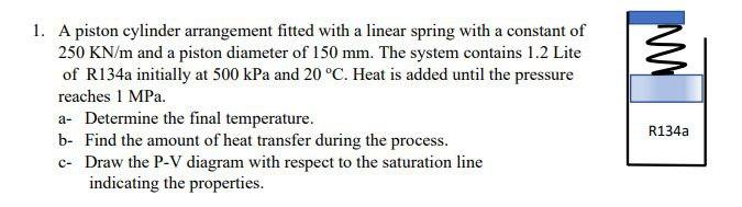 Solved M 1. A piston cylinder arrangement fitted with a | Chegg.com
