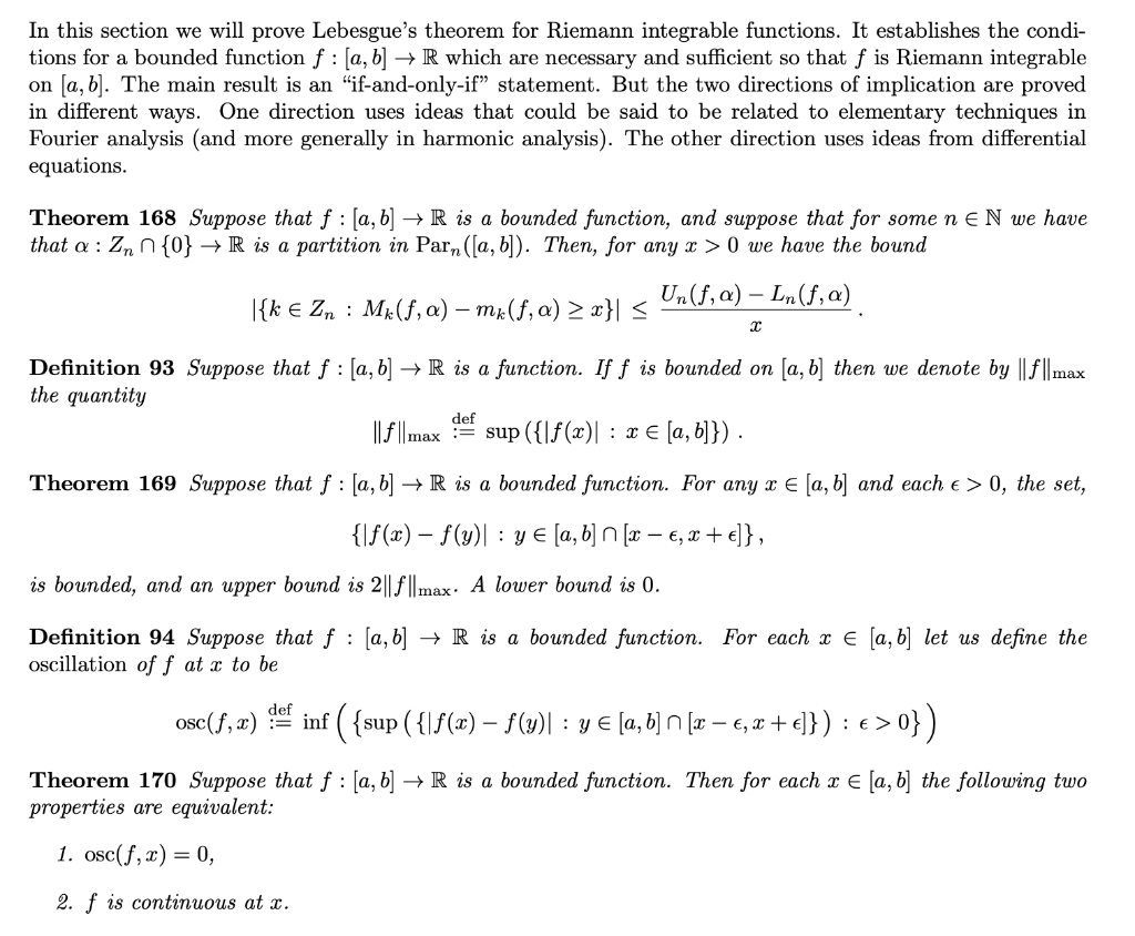 Solved In this section we will prove Lebesgue's theorem for | Chegg.com