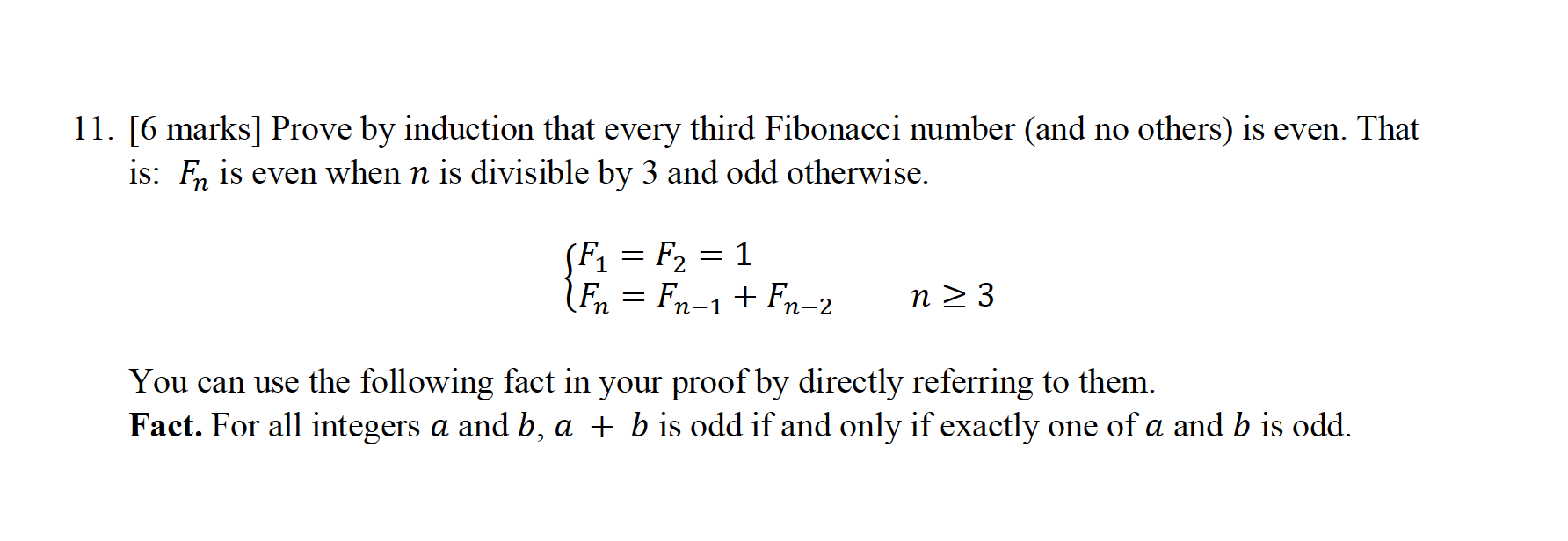 Solved 1. [6 marks] Prove by induction that every third | Chegg.com