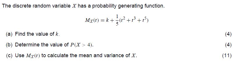 Solved The discrete random variable \\( X \\) has a | Chegg.com