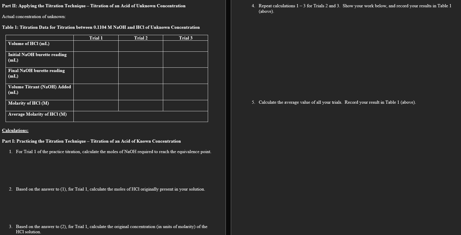 Titrations Lab Report Sheet Date: Name: Lab | Chegg.com