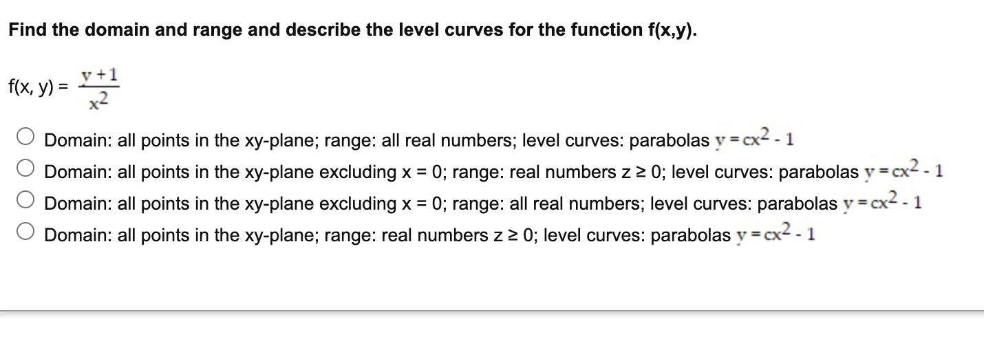 Solved Find the domain and range and describe the level | Chegg.com