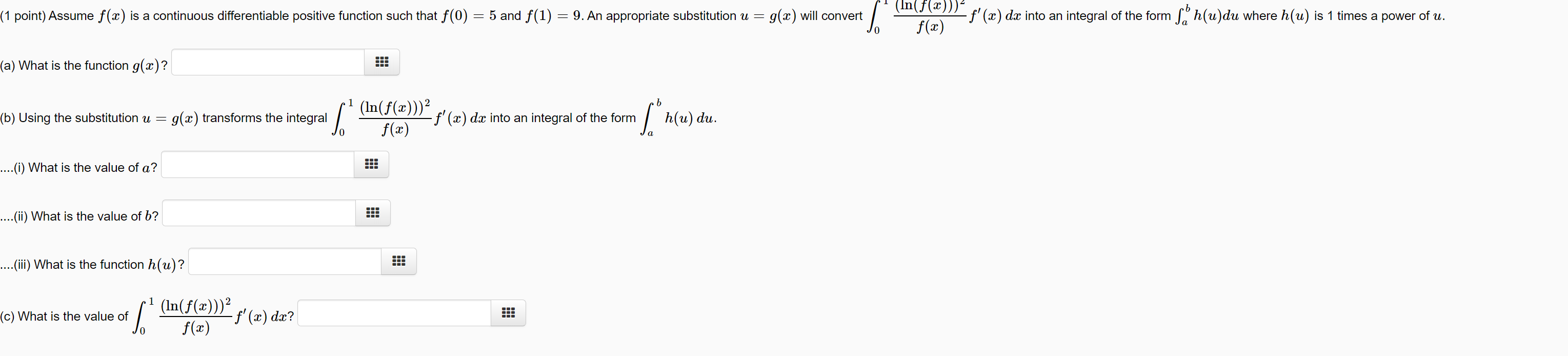 Solved (1 point) Assume f(x) is a continuous differentiable | Chegg.com