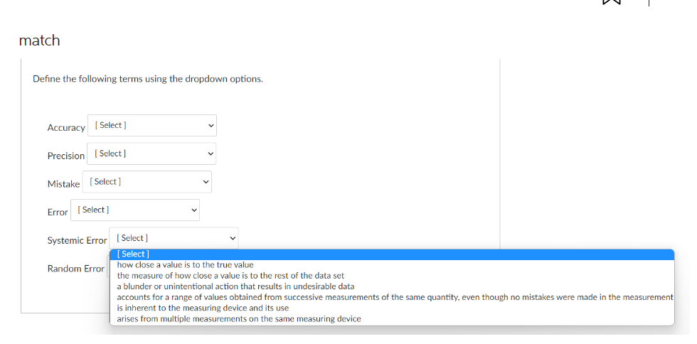 Solved Error Systemic Error [ Select ] Random Error how | Chegg.com