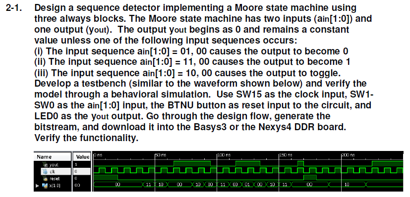 Solved 2 1 Design A Sequence Detector Implementing A Moore 3646